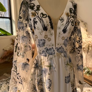 Nahla | Blue Floral Rustic Wedding Dress | Colorful Wedding Dress ...