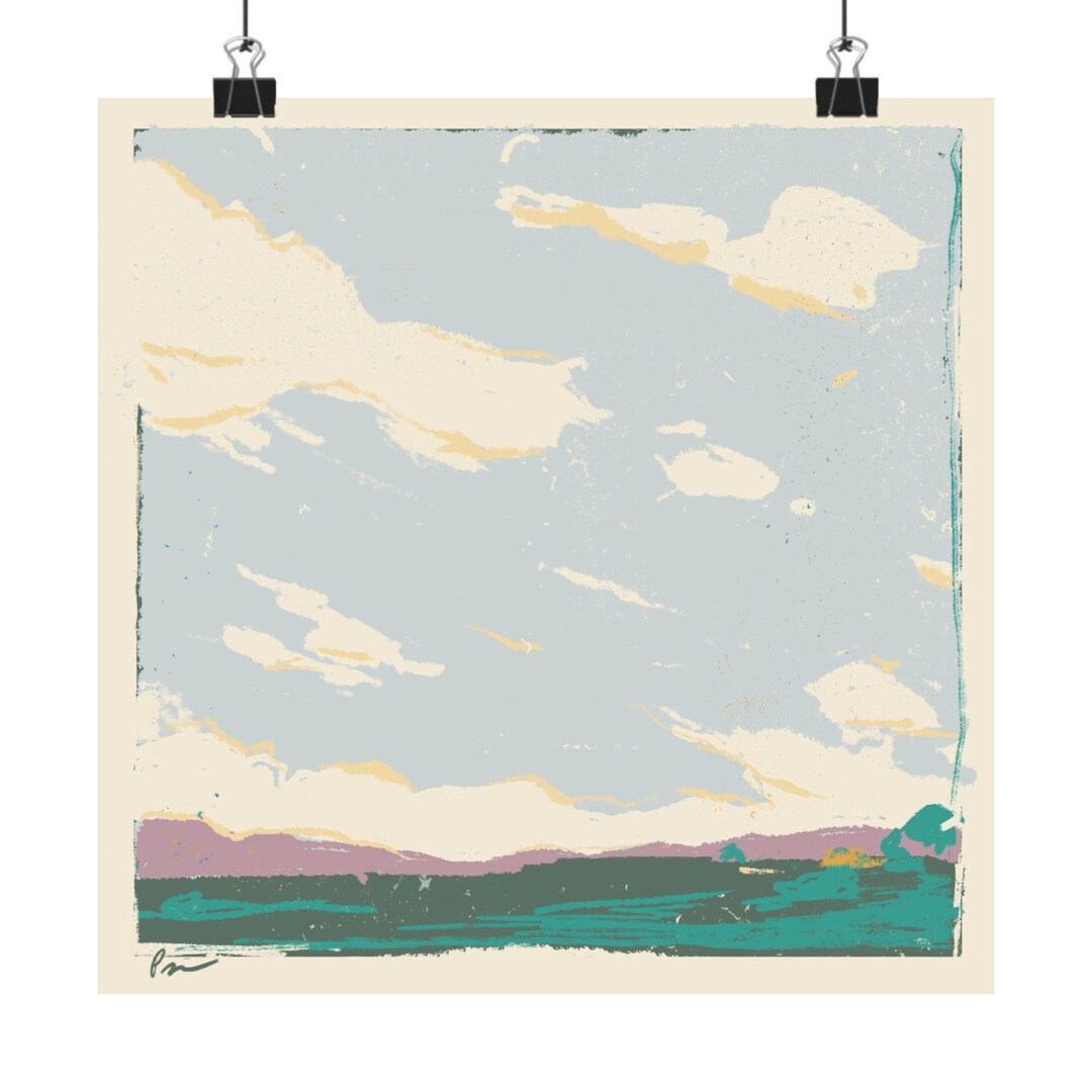 Impressionist Midwest Summer Cloudscape Illustrated 10x10 Print - Etsy