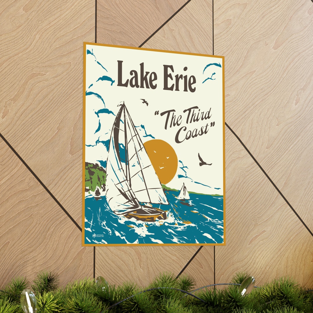 Lake Erie Illustrated Poster - 11x14, 16x20 - Etsy