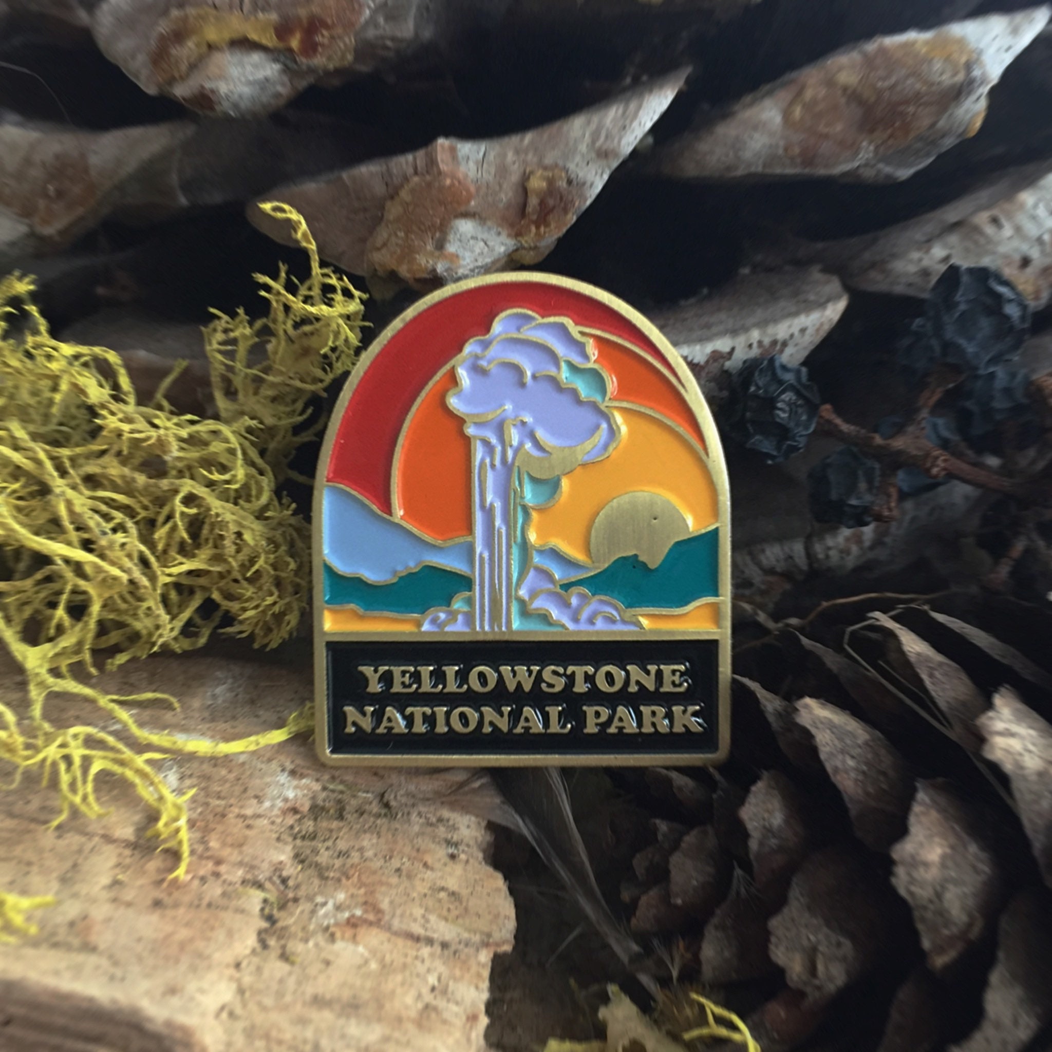 Yellowstone National Park Retro Hippie Soft Enamel Pin | Etsy
