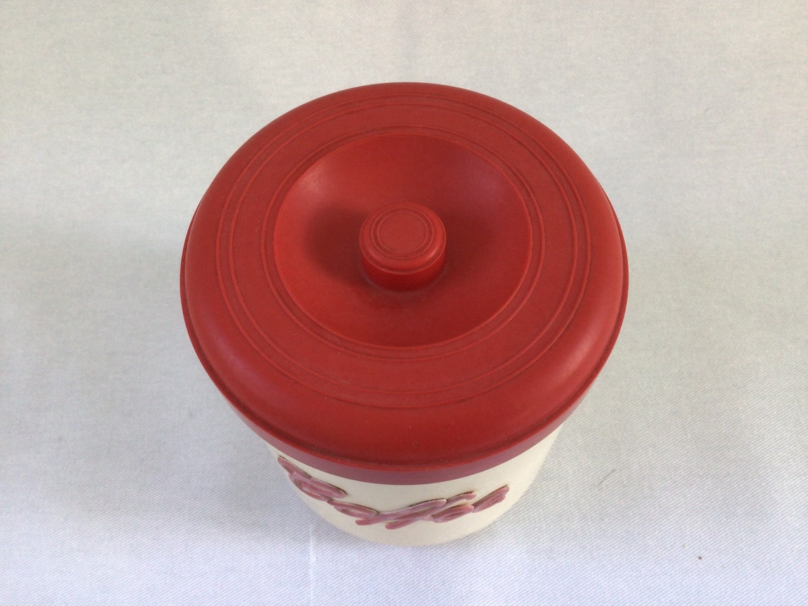 Vintage Nally Ware Bakelite Canister Coffee Cream and Red | Etsy