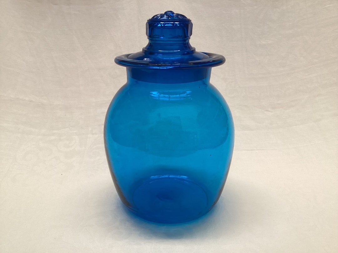 Vintage Takahashi Cobalt Blue Glass Canister / Apothecary Jar ...