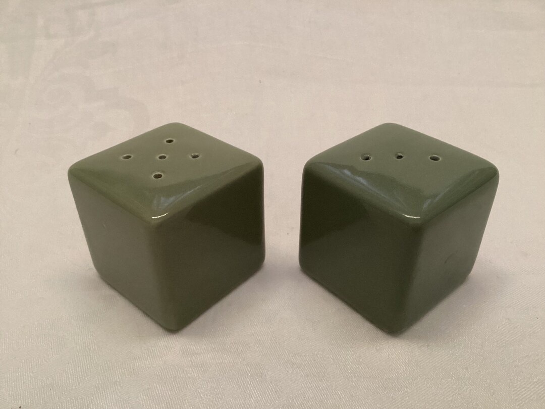 Vintage Cube Salt and Pepper Shakers Sage Green 1960's 11383 - Etsy
