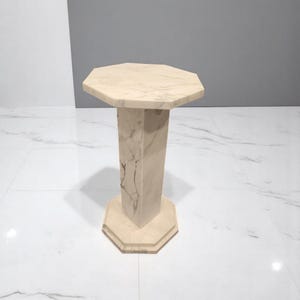 White Marble Pedestal Stand: Octagonal Art Display Column, Reclaimed ...