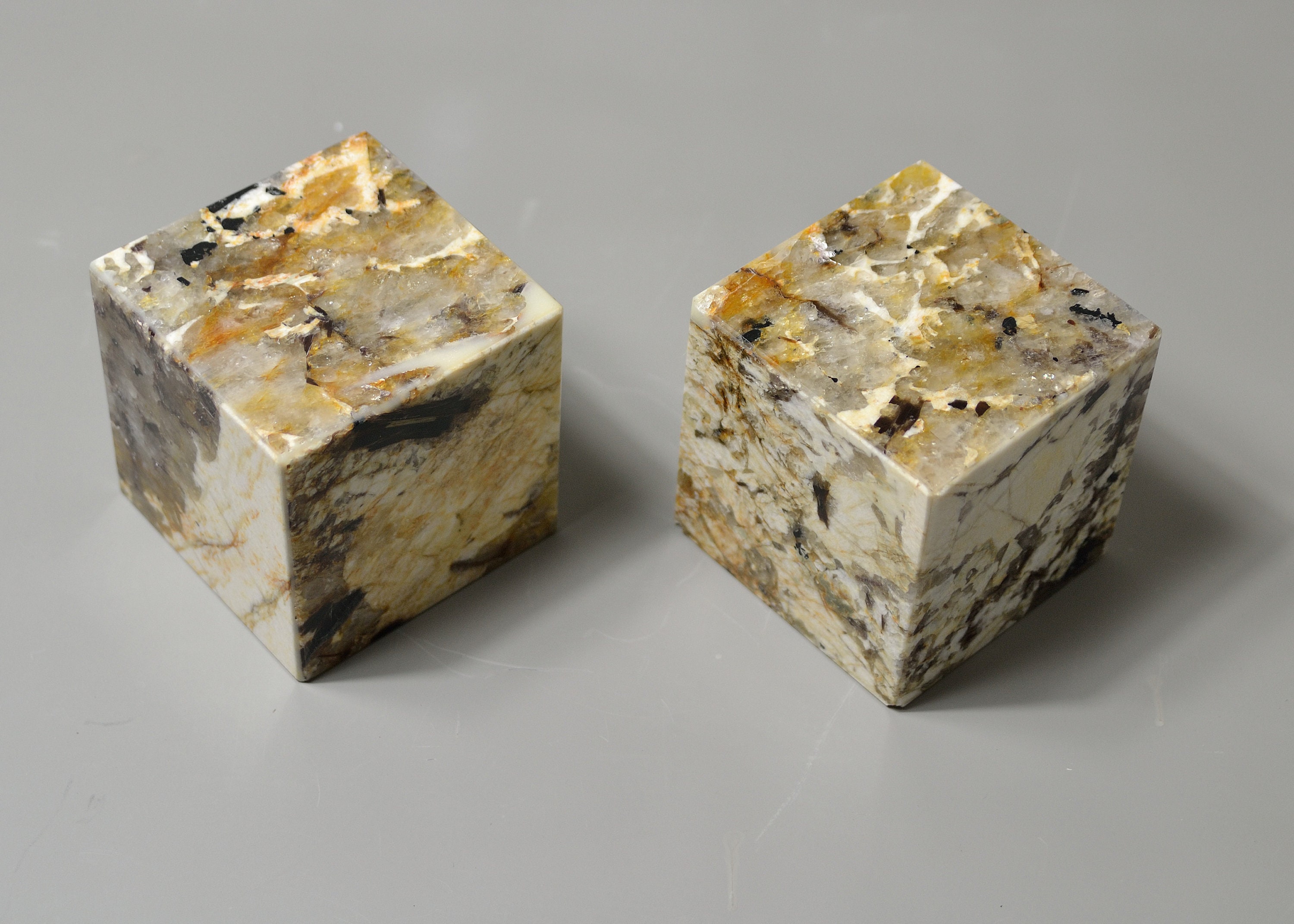 Set Of TWO Patagonia Quartz Bases Sculptures 4 x 4 x 4 Polish Finish ...