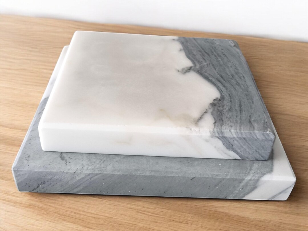 Green and White Marble Base 6x6x1.5 Base, Art Display, Sculpture ...