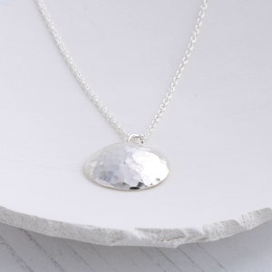 Simple Silver Necklace for Women Hammered Silver Pendant - Etsy