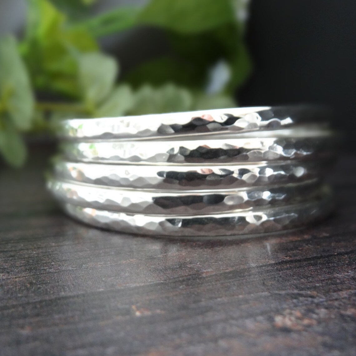 Thick silver bangle Solid silver round bangle handmade | Etsy