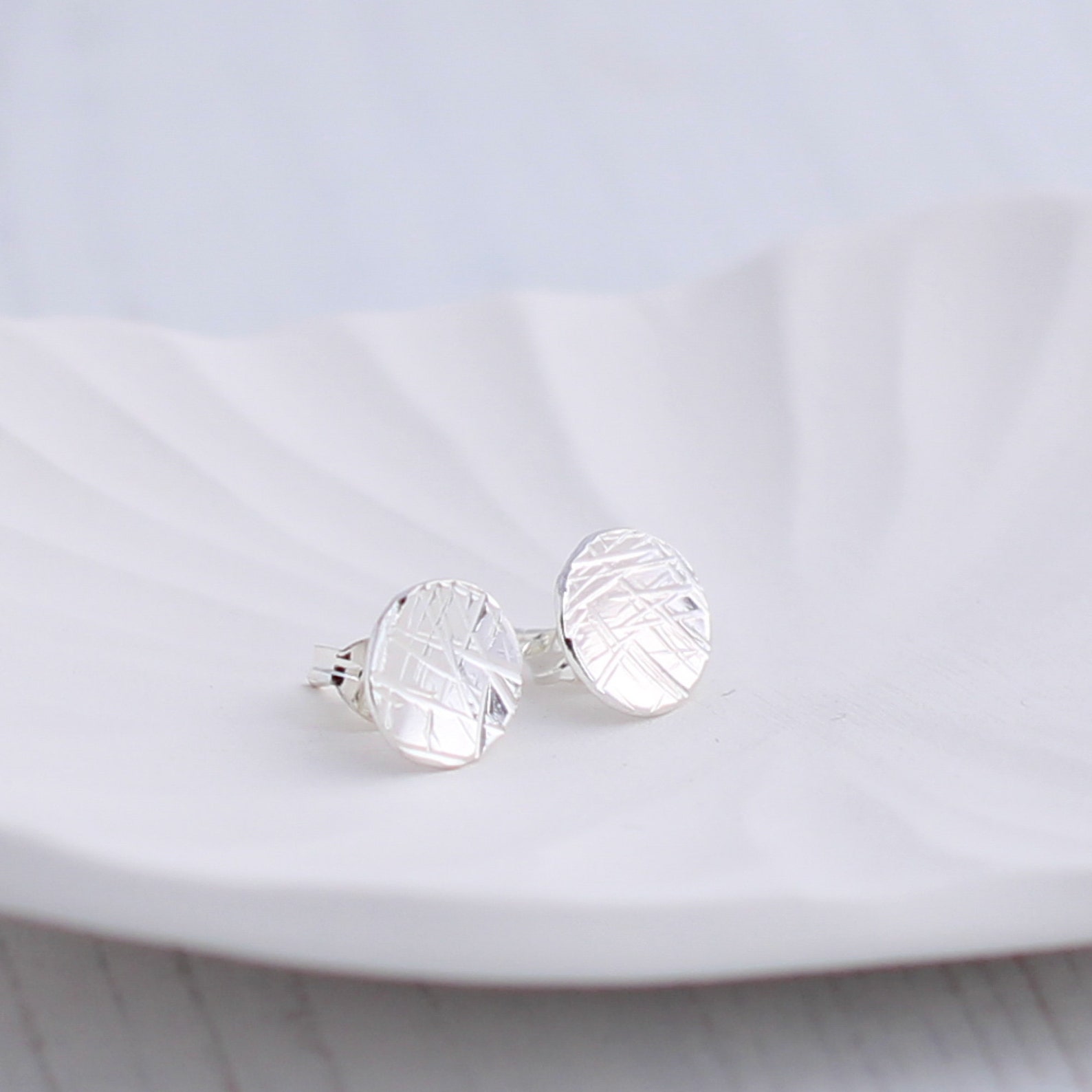 Silver Hammered Stud Earrings Round Sterling Silver Stud - Etsy UK