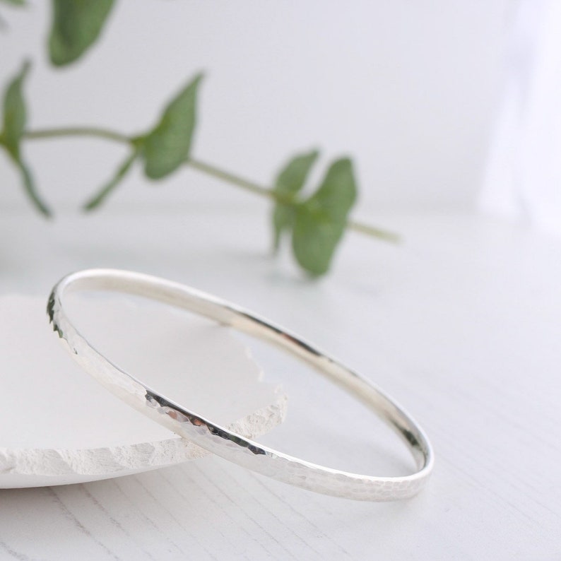 Thick silver bangle Solid silver round bangle handmade | Etsy