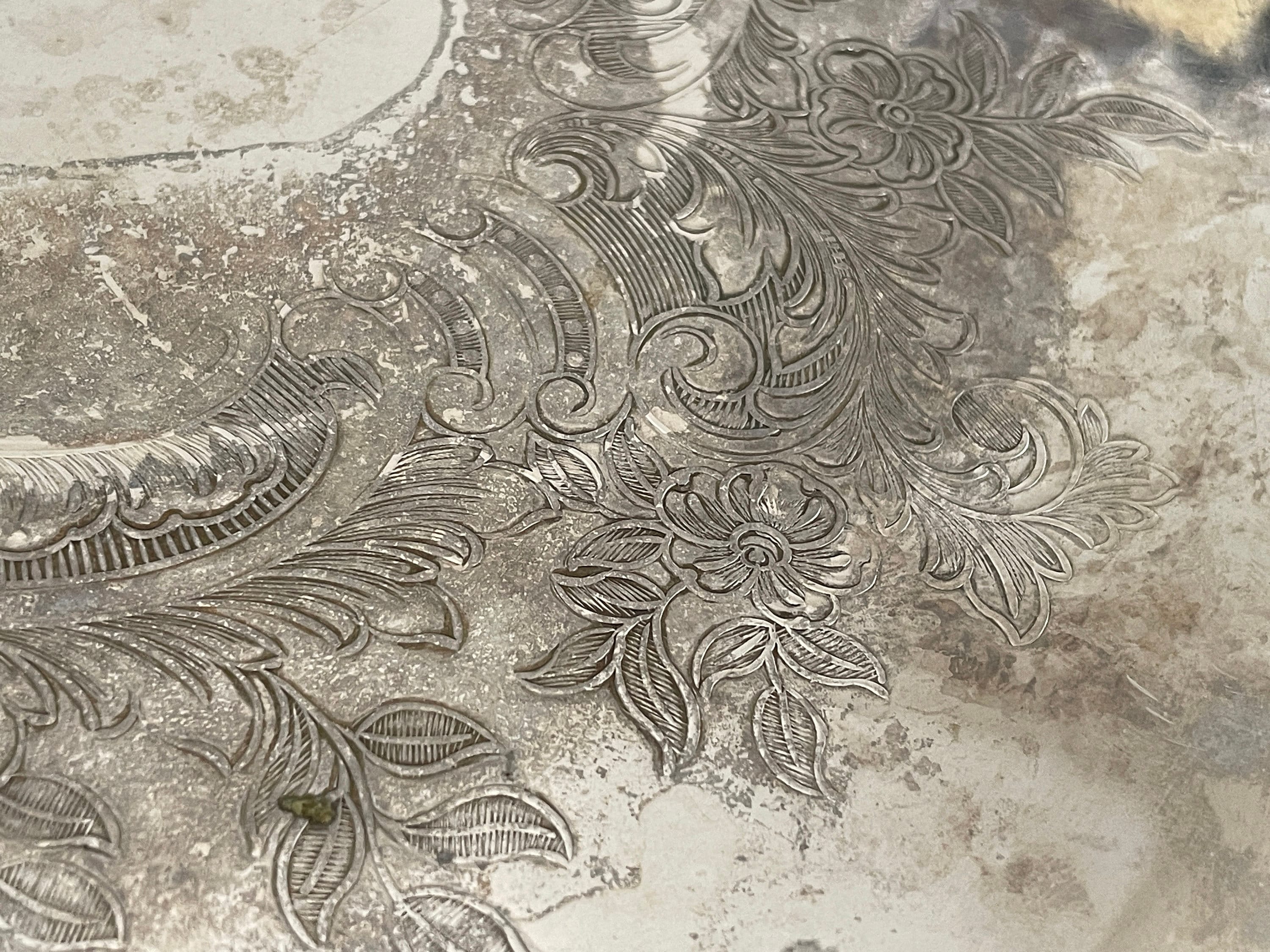 Vintage Large Round Altar Tray, Ornate Silver Plated Tray, Vintage ...