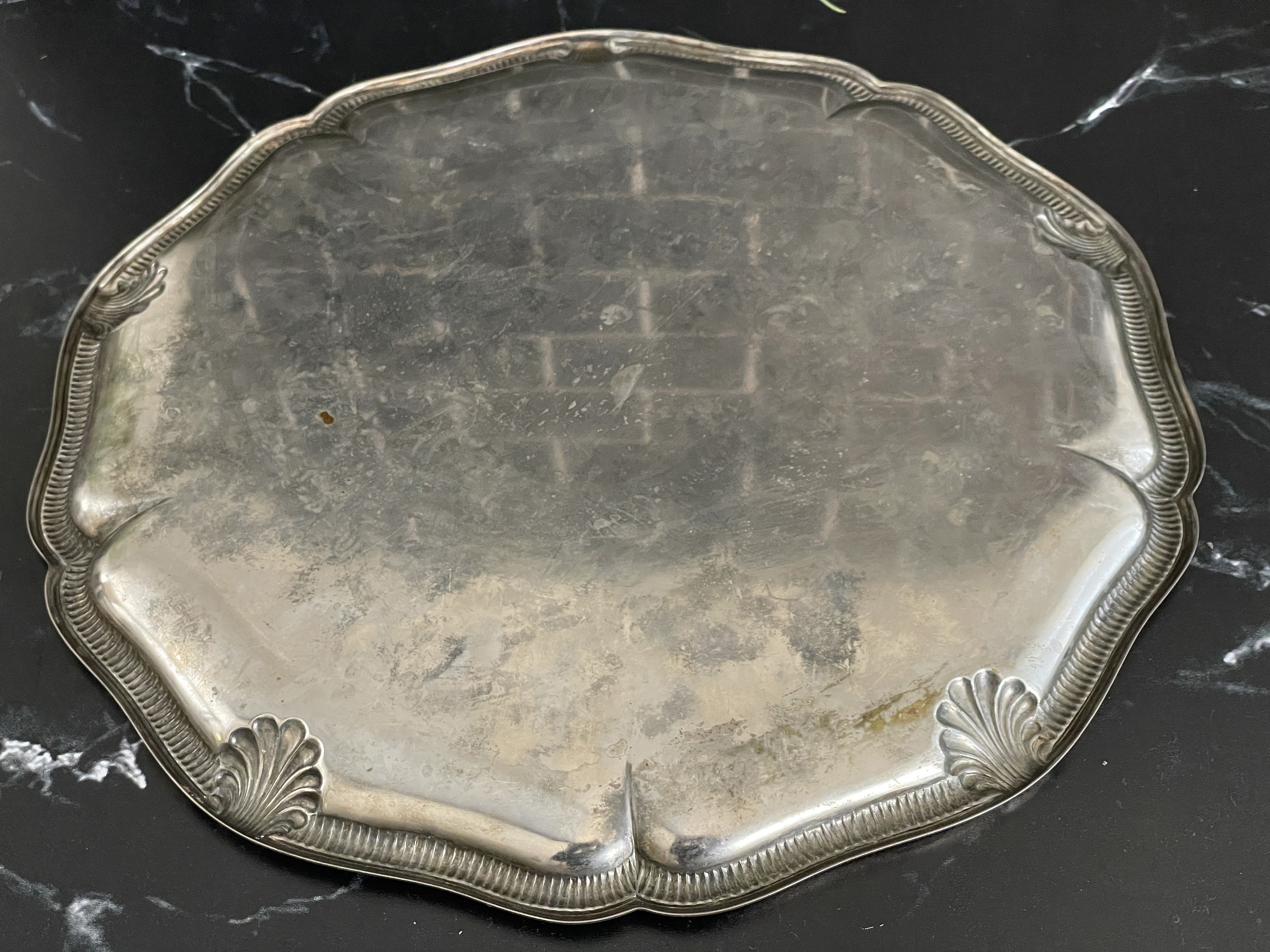 Vintage Large Round Altar Tray, Ornate Silver Plated Tray, Vintage ...