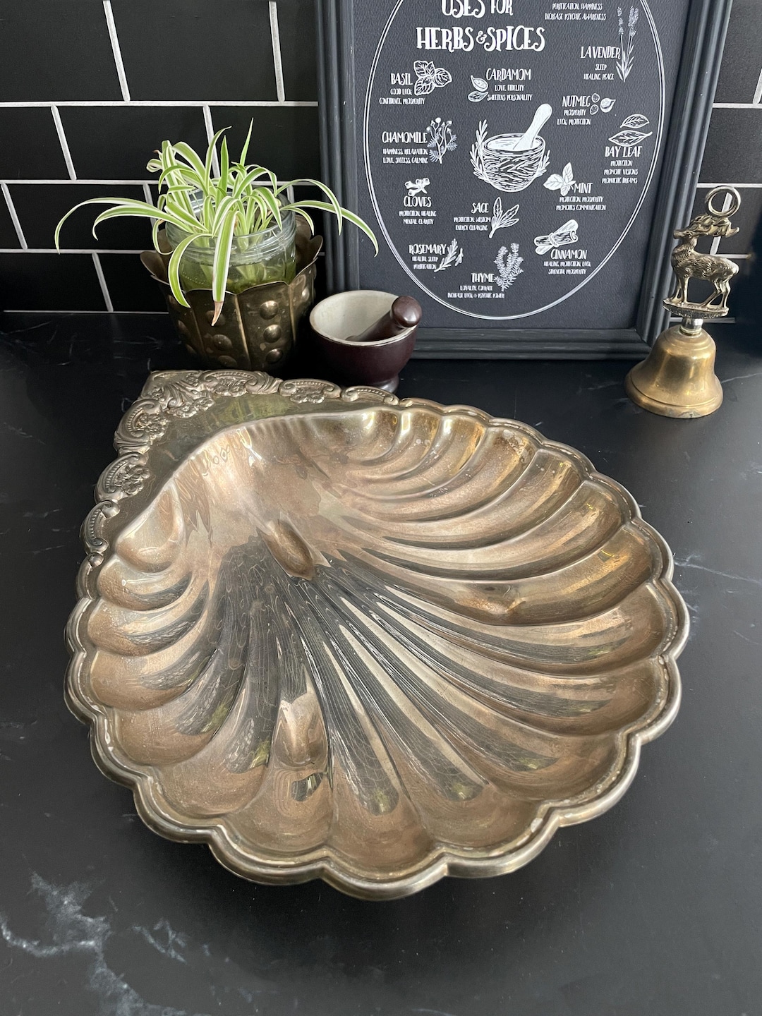Vintage Silver Plated Seashell Tray: Altar Dish, Crystal Display - Etsy