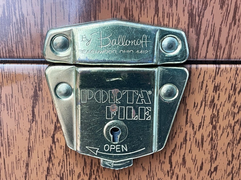 Vintage Faux Wood Metal File Box, Ballonoff Woodgrain, Carry Handle, 7 ...