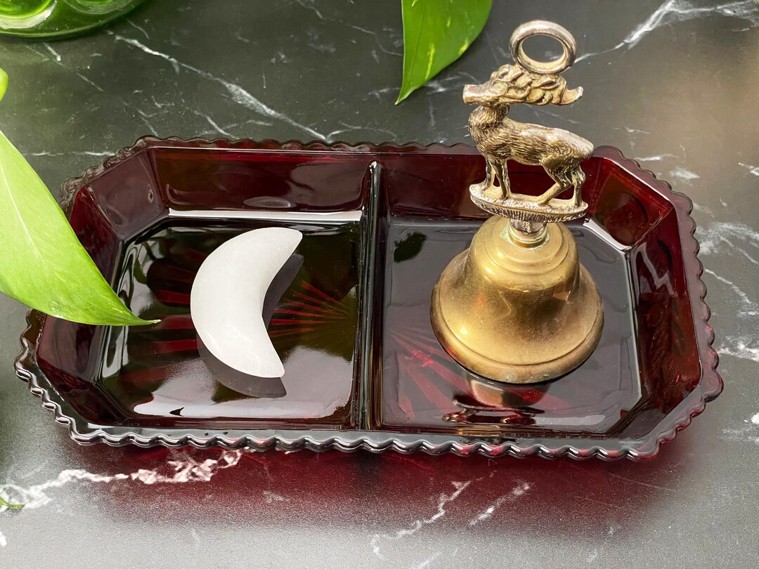 Ruby Red Divided Glass Dish, Altar Tray, Avon Cape Cod Collection - Etsy