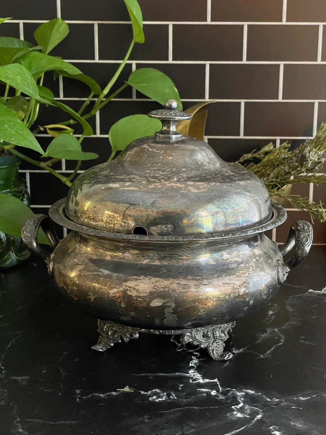 Vintage Footed Metal Cauldron, Ritual Dish, Altar Offering Tray, Large ...