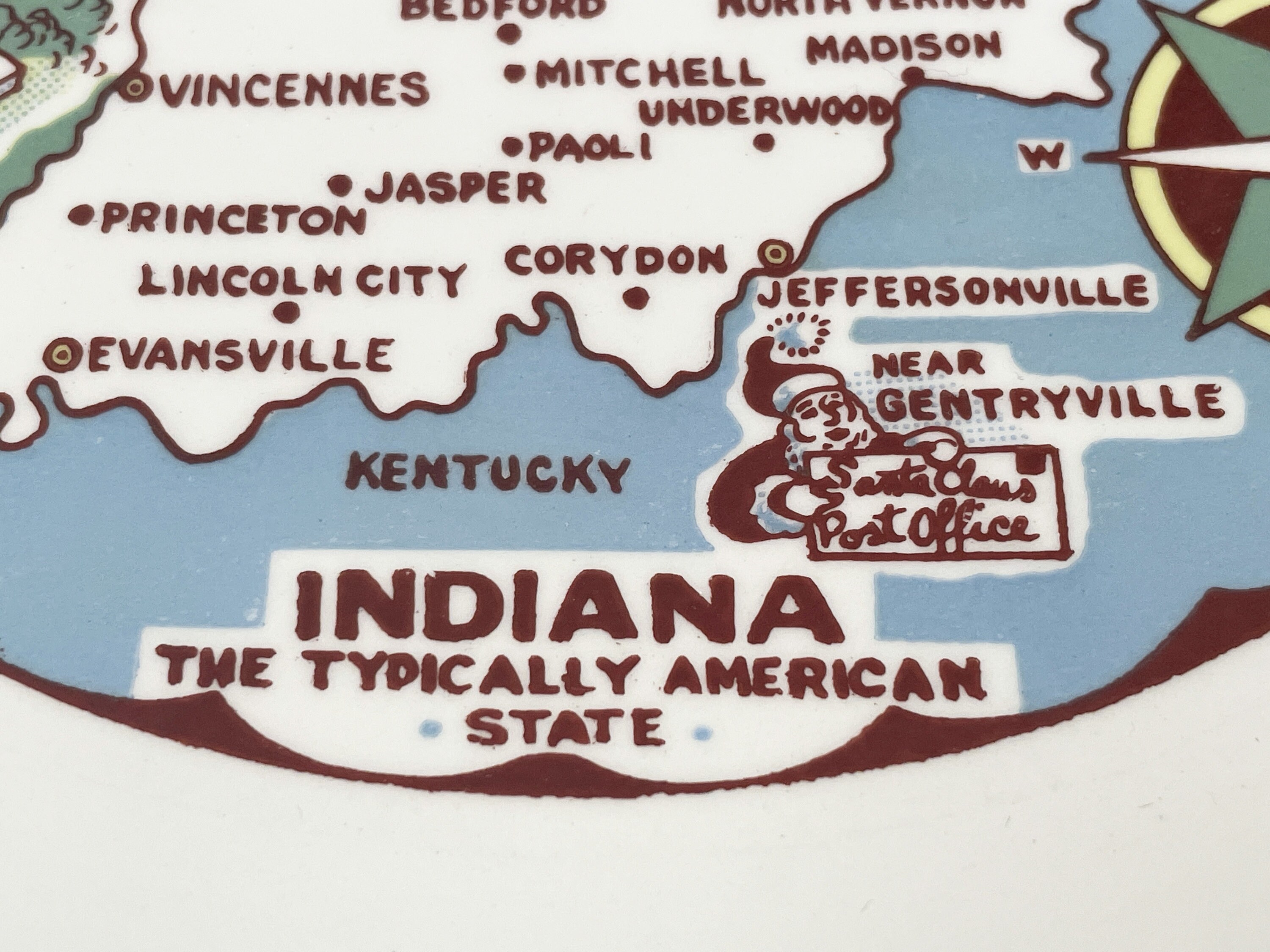 Vintage Indiana Souvenir Plate Kitschy Souvenir Hoosiers State Plate ...