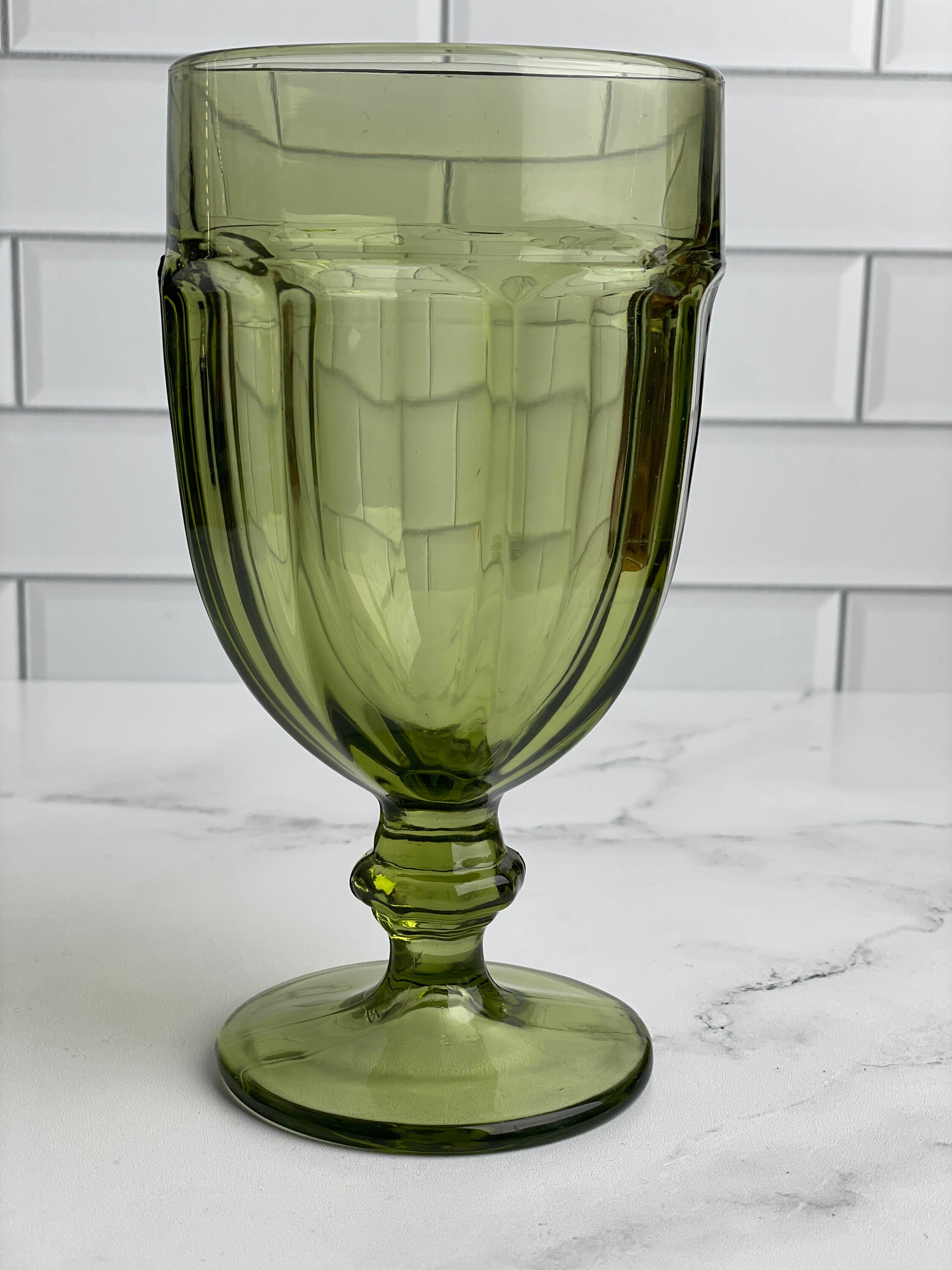 Libbey Duratuff Gibraltar Olive Green Glass Goblet,vintage Altar ...