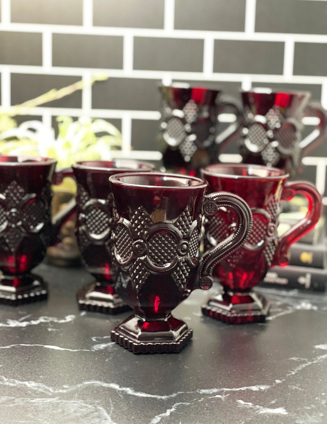 Avon Cape Cod Ruby Red Glass Mugs, Ritual Cups,vampire Glass, Creepmas ...