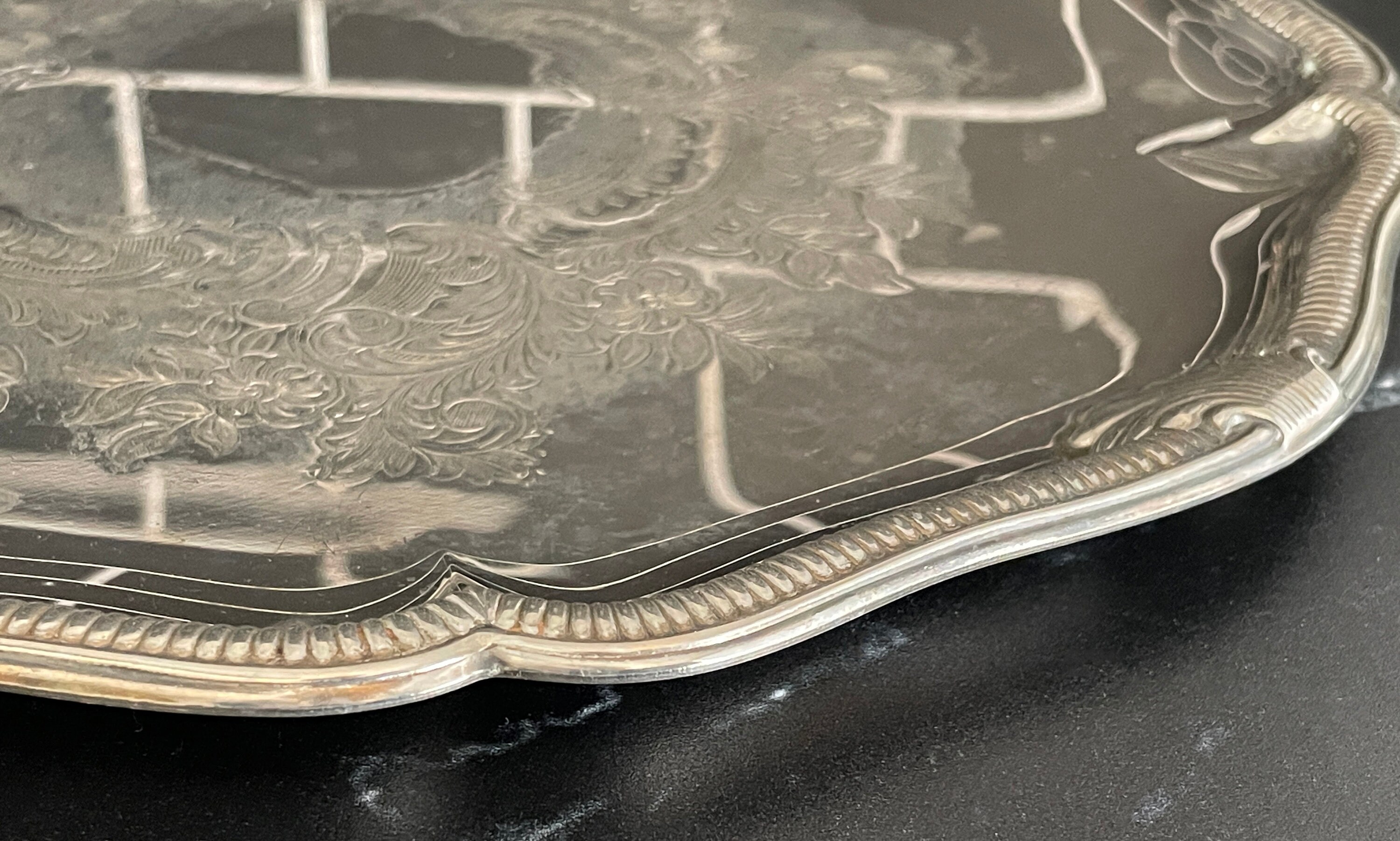 Vintage Large Round Altar Tray, Ornate Silver Plated Tray, Vintage ...