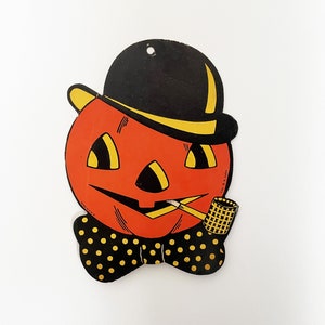 Vintage Halloween Beistle Luhrs Pumpkin With Bowler & Corncob Pipe ...