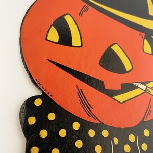 Vintage Halloween Beistle Luhrs Pumpkin With Bowler & Corncob Pipe ...