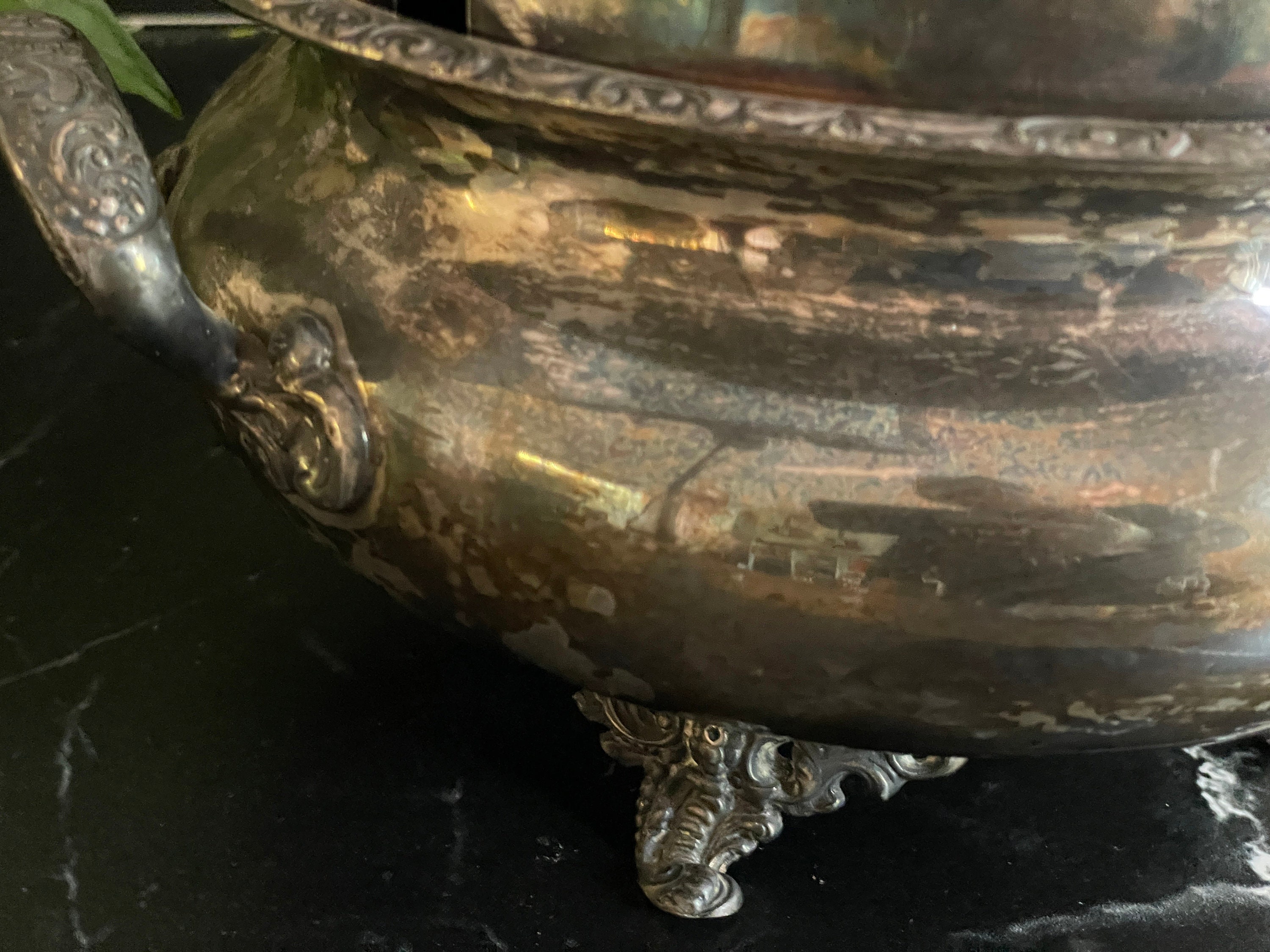 Vintage Footed Metal Cauldron, Ritual Dish, Altar Offering Tray, Large ...
