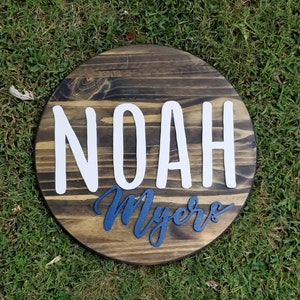 Round Baby Name Nursery Sign With 3D Letters - Etsy