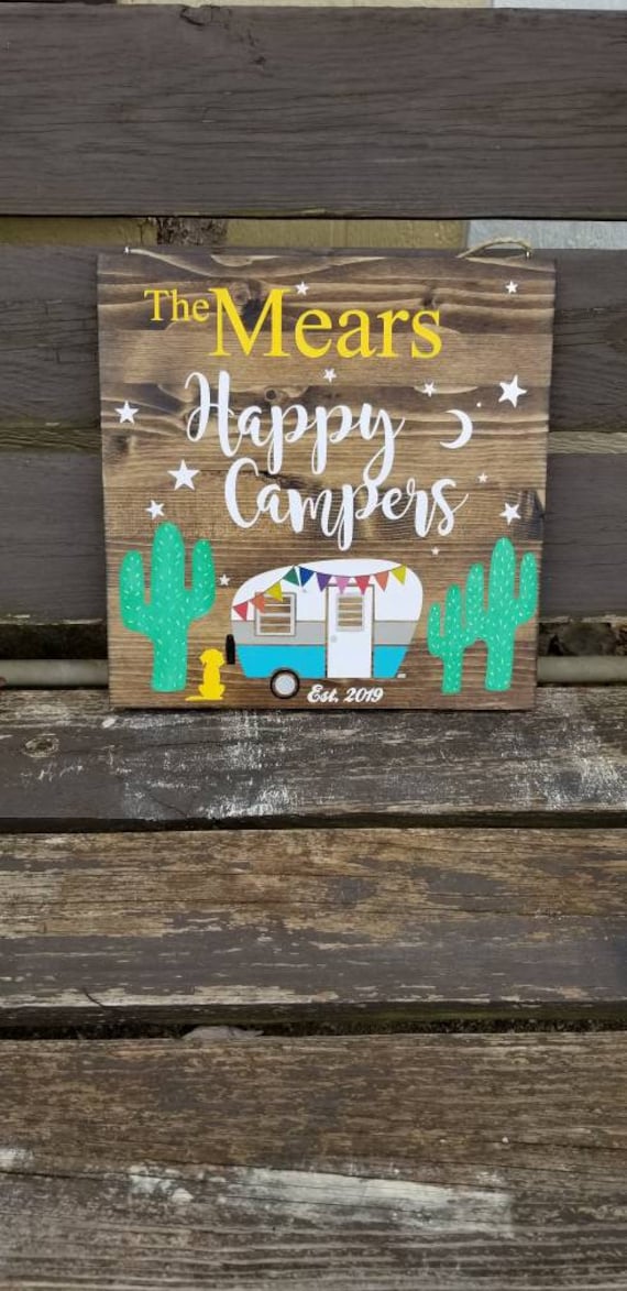 Custom Happy Camper Sign Personalized Campsite Western - Etsy