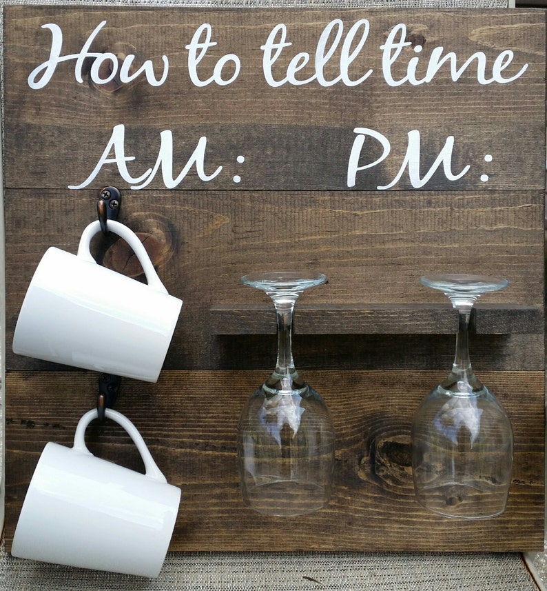 Handmade Coffee & Wine Wall Shelf: AM PM Sign - Etsy
