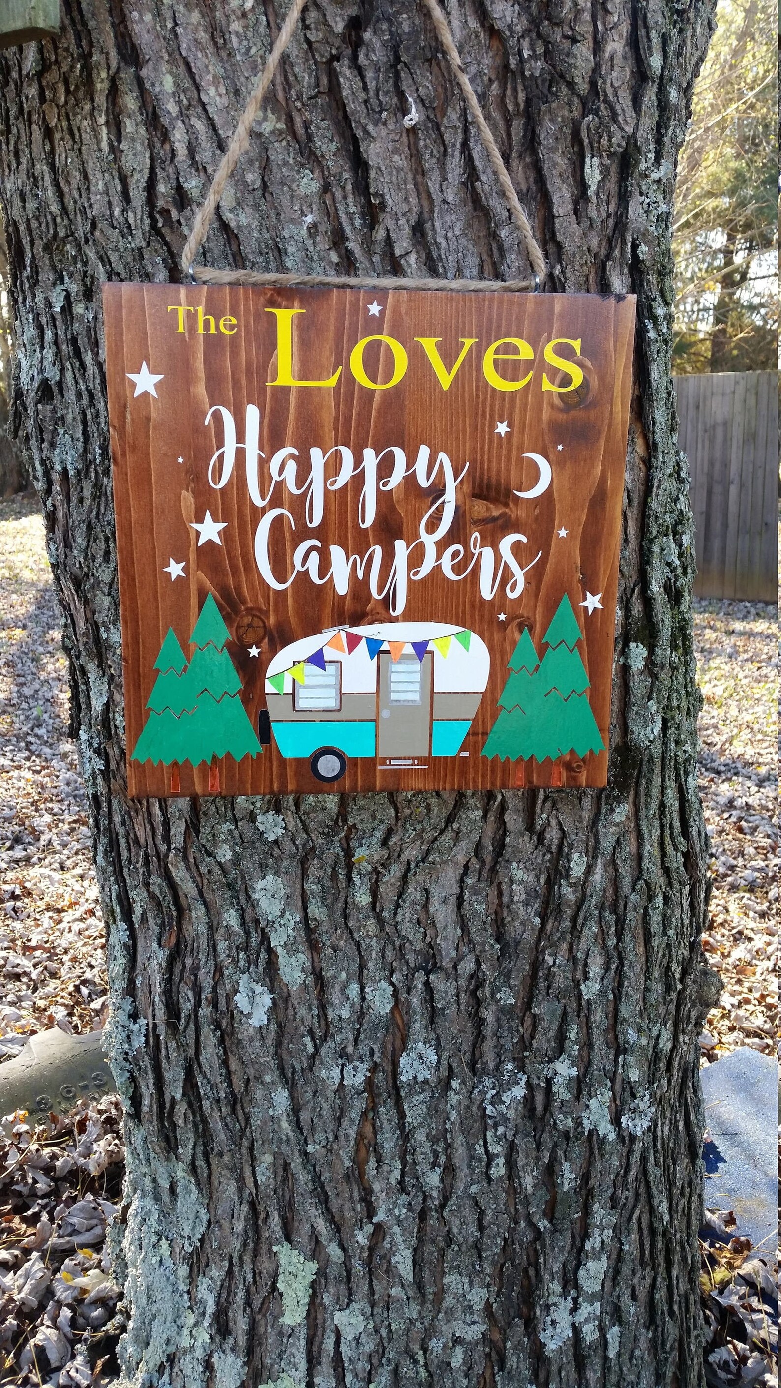 Custom Happy Camper Sign With Family Name Personalized | Etsy