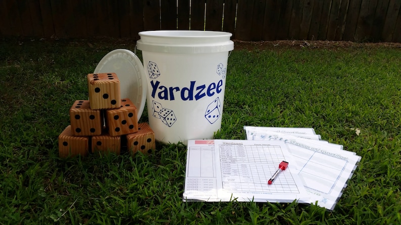 Yardzee Lawn Dice Set: Outdoor Family Game With Personalized Bucket - Etsy
