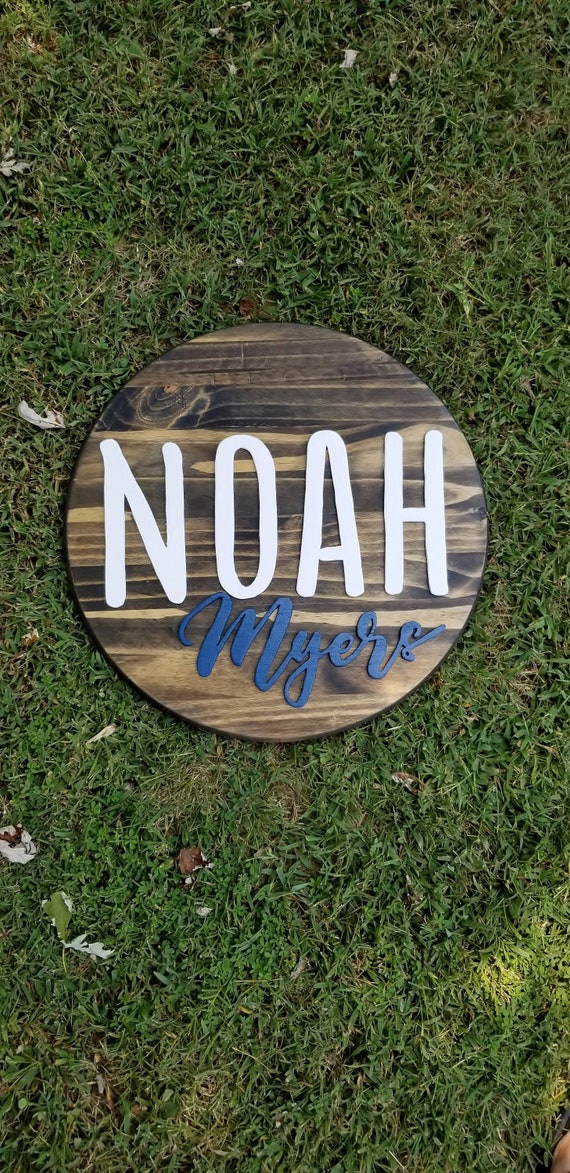 Round Baby Name Nursery Sign With 3D Letters | Etsy