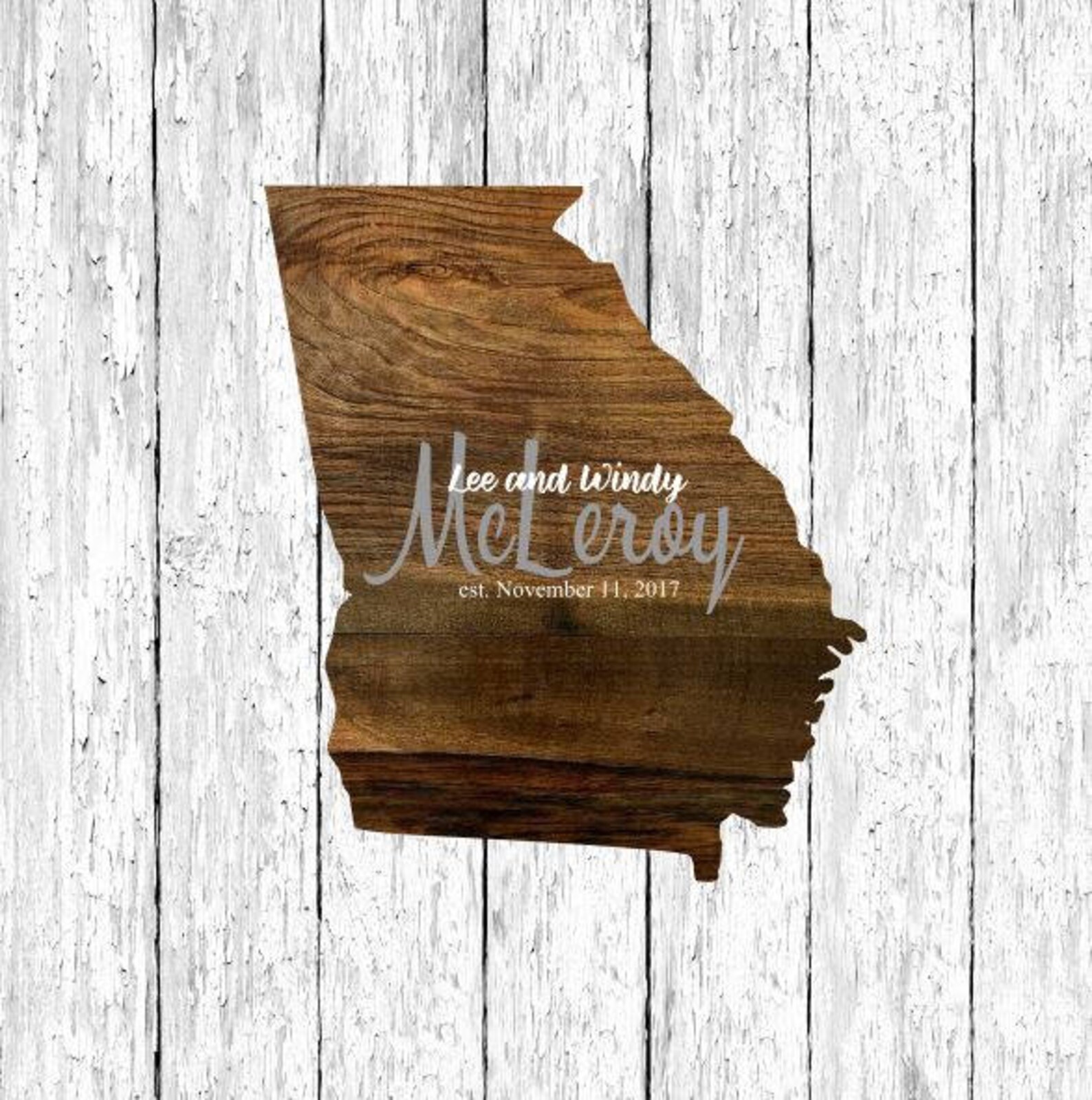 Custom Georgia Wood State Sign: Personalized Family Name, Wedding ...
