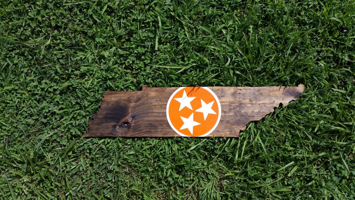 Wood Tennessee State Shaped Cutout With University of - Etsy
