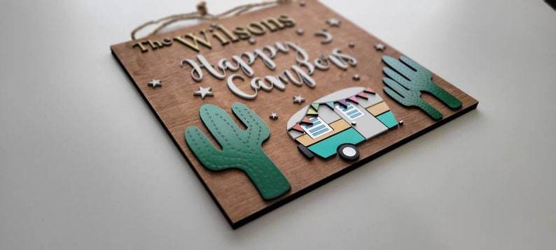 Custom Happy Camper Sign With Family Name Personalized | Etsy