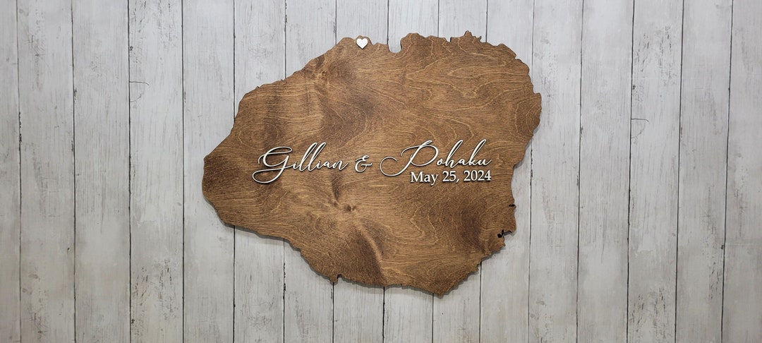 Customizable Kauai Wood Sign, Hawaiian Island Cutout, Family Name ...