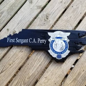 Personalized North Carolina Highway Patrol Sign, NC Cutout, NC State ...