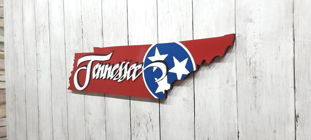 Tennessee Flag State Cutout, Red White and Blue Tennessee Tri Star ...