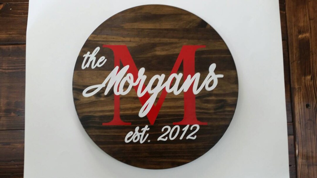 Last Name Sign, Monogram Wood Sign, Established Sign, Family Name Sign ...