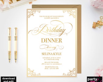Birthday Dinner Invitation Template Birthday Party Birthday | Etsy