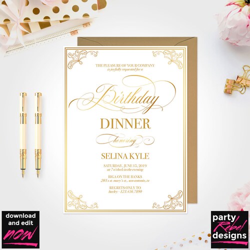Gold Party Invitation - Etsy