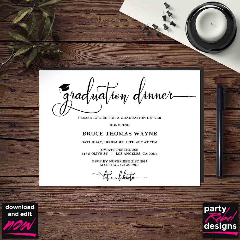 Printable Graduation Dinner Party Invitation Template Grad | Etsy