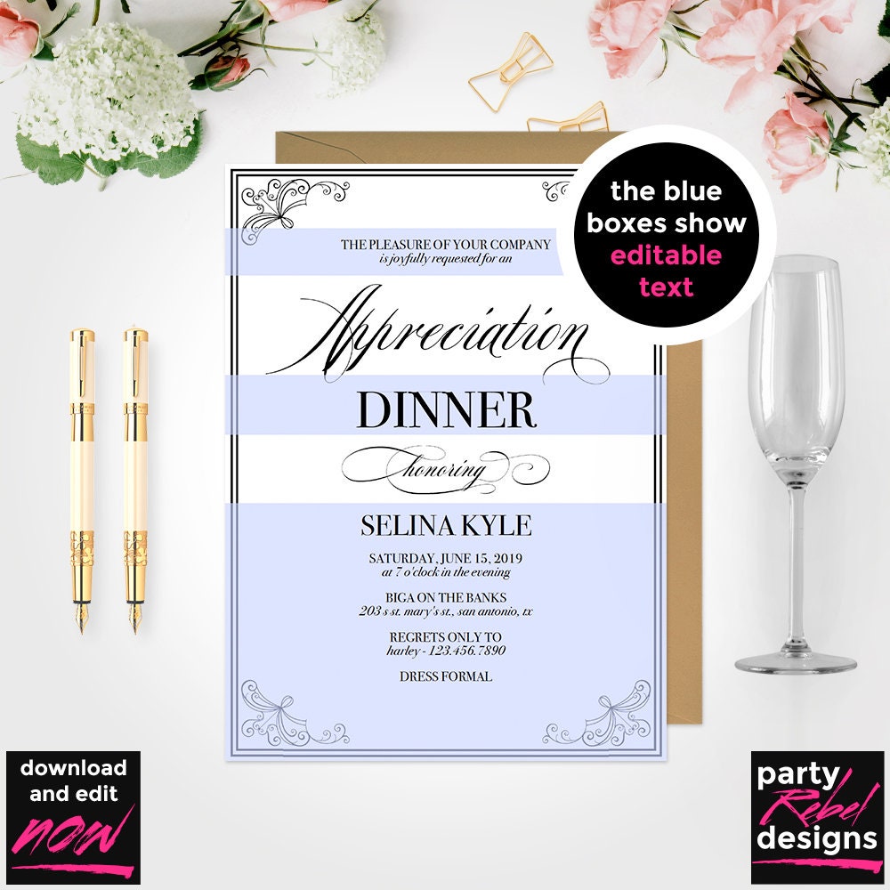 Appreciation Dinner Invitation Printable Template | Etsy