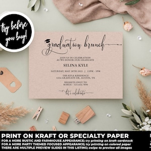 Graduation Brunch Invitation Template, Graduation Party Invitation ...