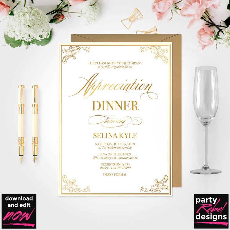 Appreciation Dinner Invitation Printable Template | Etsy