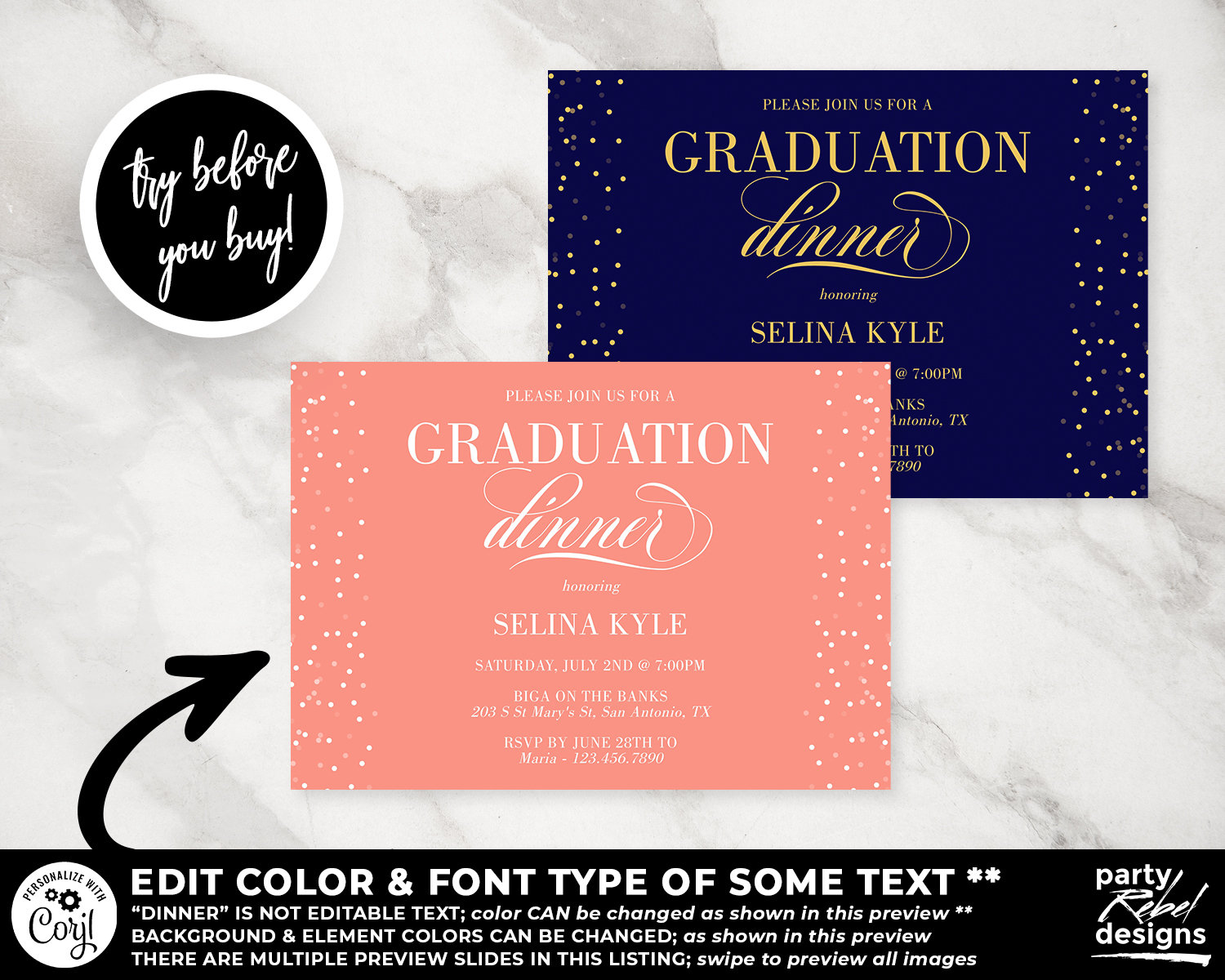 Graduation Dinner Party Invitation Template, Graduation Dinner ...