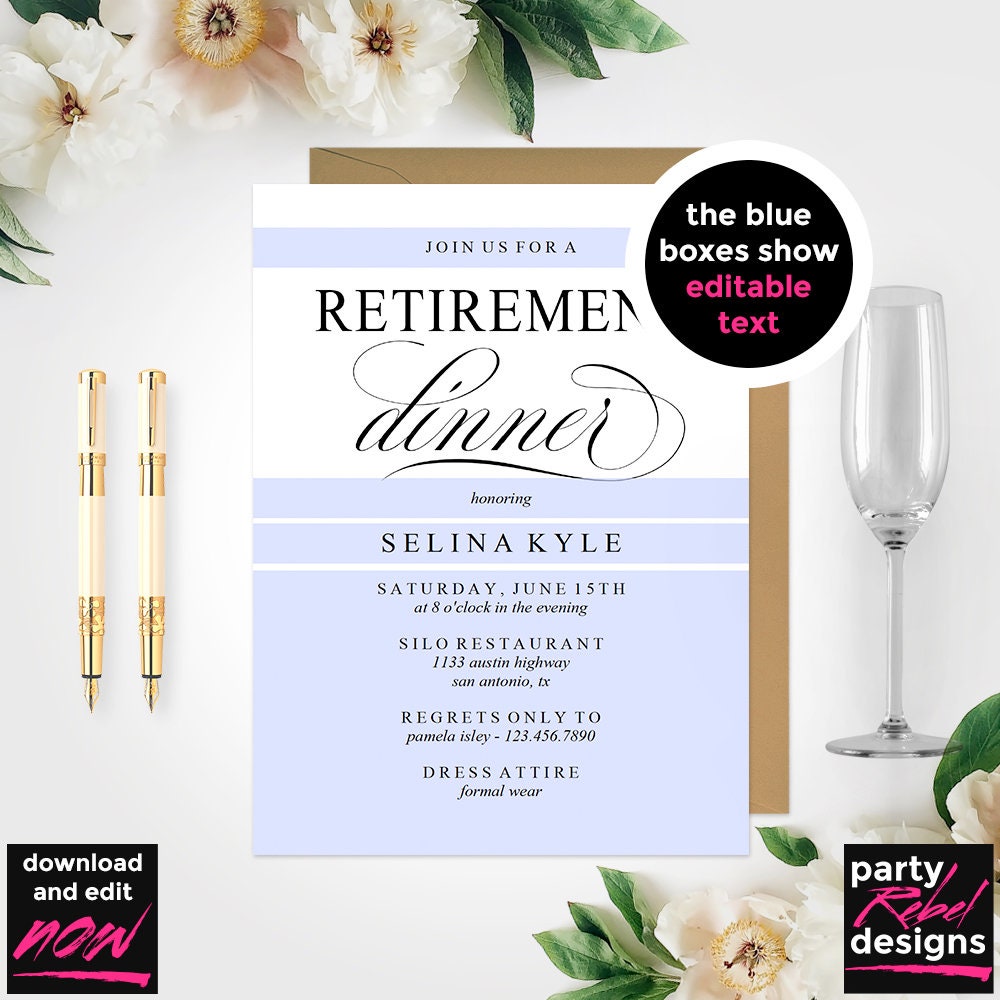 Retirement Dinner Invitation Printable Template Appreciation - Etsy