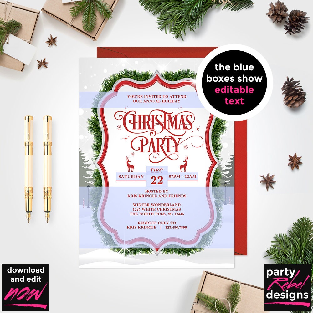 Christmas Party Invitation Printable Template Christmas Party | Etsy