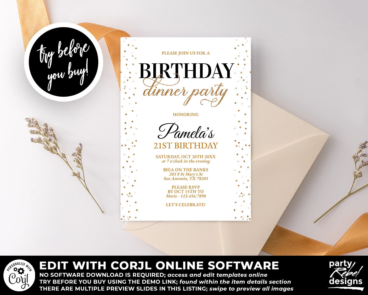 Birthday Dinner Party Invitation